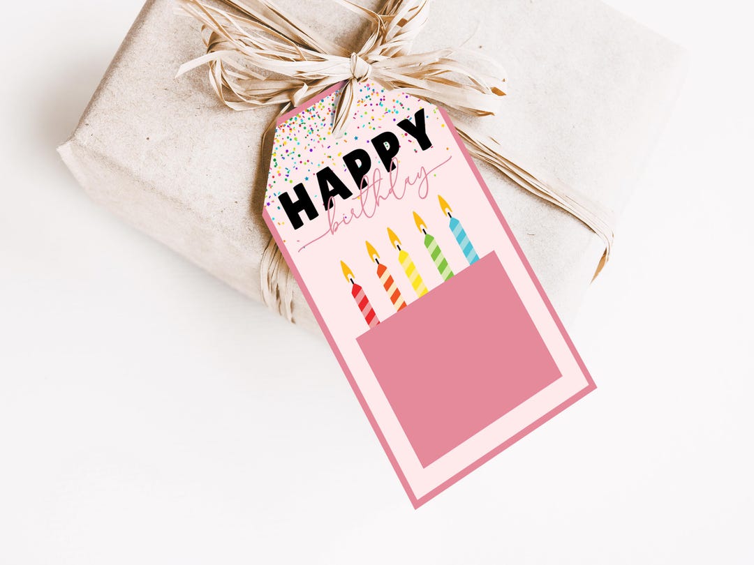 Pink Rainbow Candle Elegant Personalized Printable Happy Birthday Gift ...