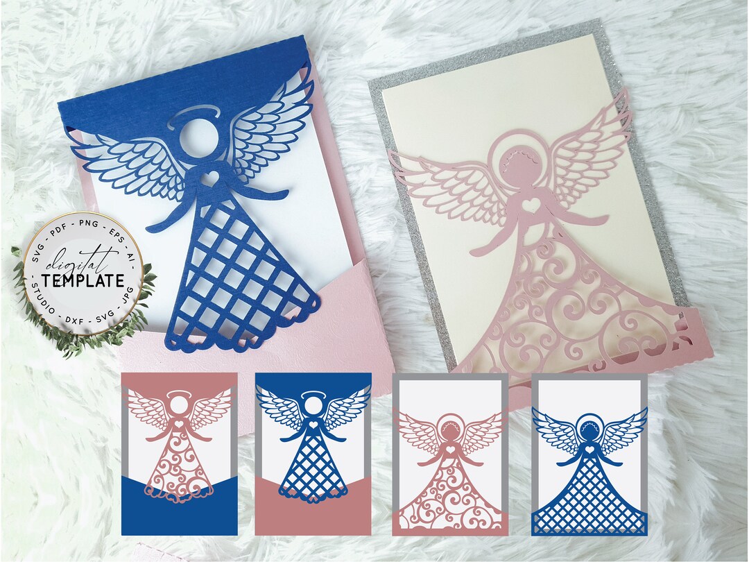 4 Angel Baptism Laser Cut Invitation Template for Baptism Boy and Girl ...