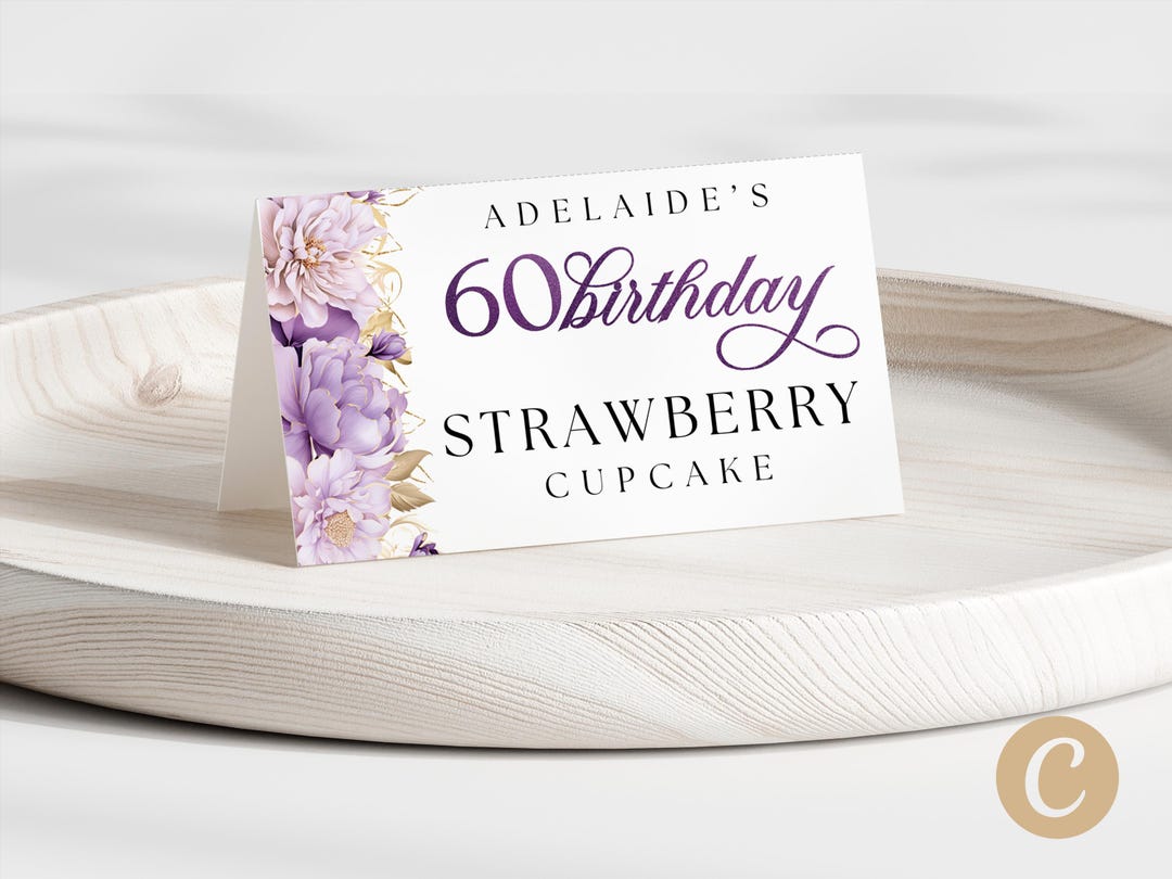 60th Birthday Food Label Canva Template for Mother Grandma, Lilac ...