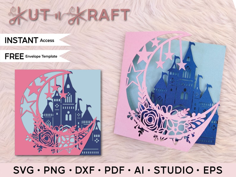 Fairy Tale Castle Carriage Princess Laser Cut Invitation Template for ...