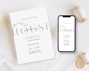 Editable Modern Minimalist Housewarming Invitation Canva Template, New ...