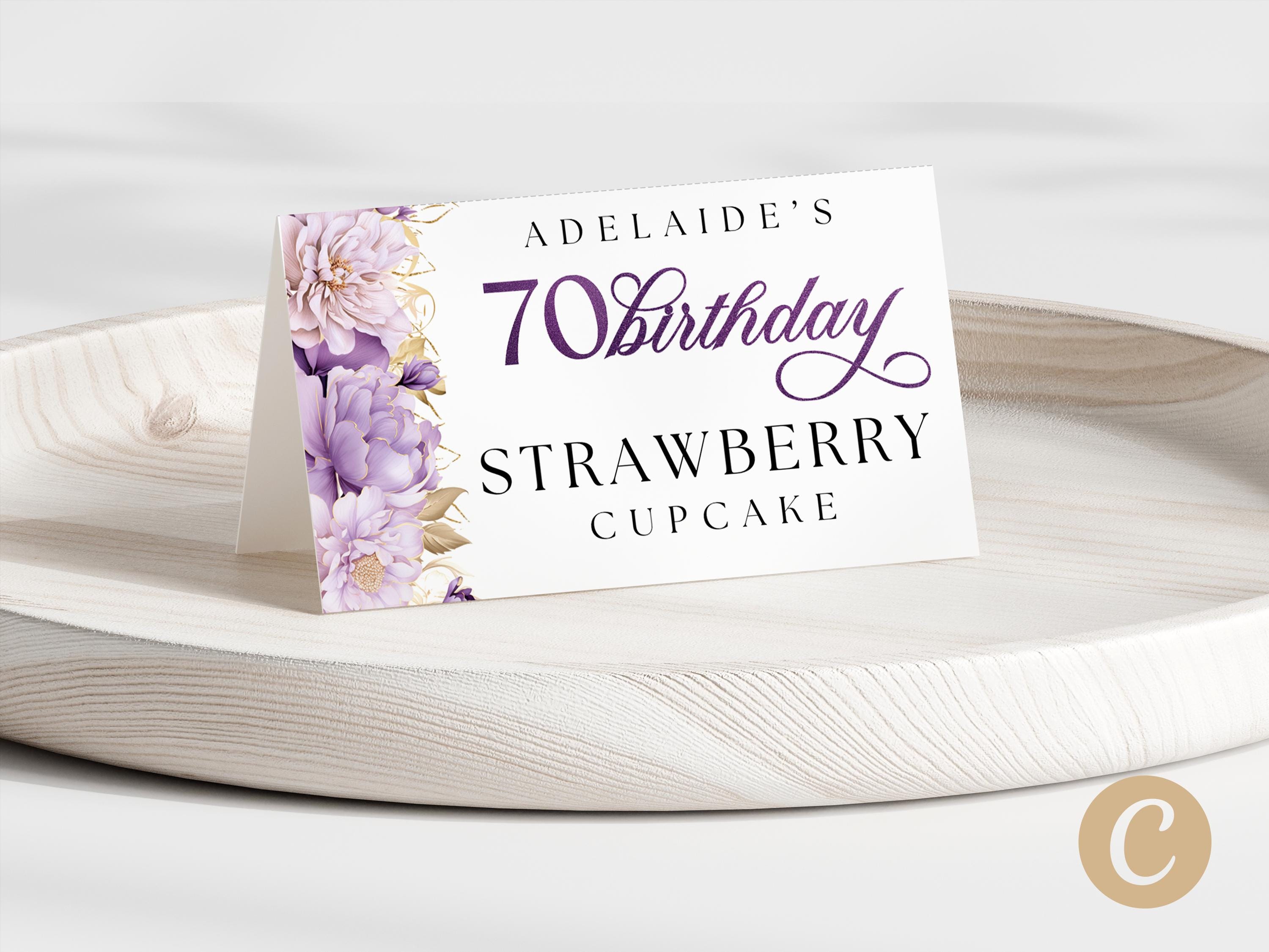 70th Birthday Food Label Canva Template for Mother Grandma, Lilac ...
