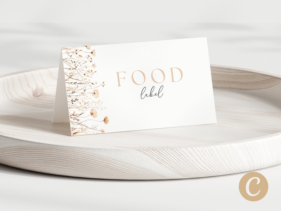 EDITABLE Beige Minimalist Food Label Canva Template for Baby Shower ...