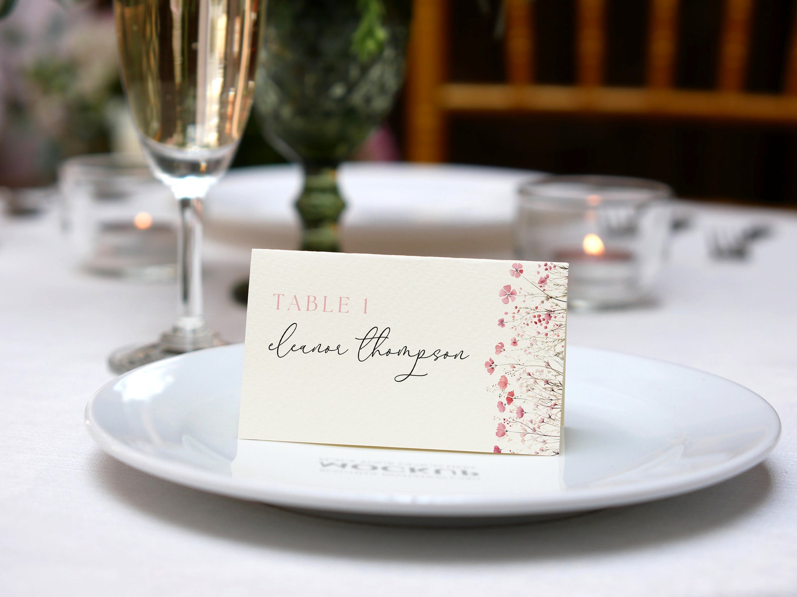 EDITABLE Minimalist Pink Place Cards Canva Template for Baby Shower ...