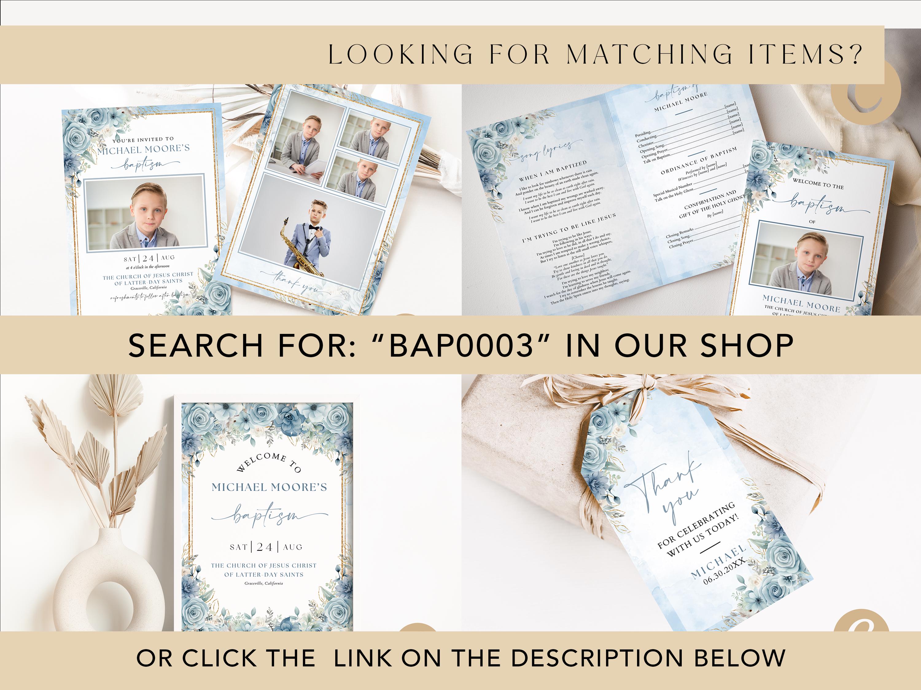 LDS Baptism Welcome Sign Template for Boy Canva Template, Blue Floral ...