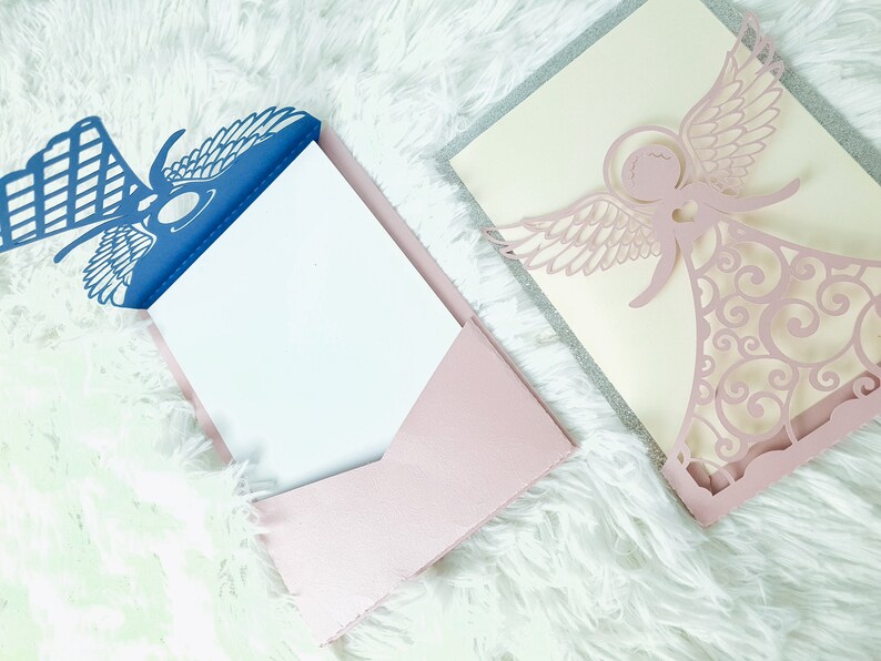 4 Angel Baptism Laser Cut Invitation Template for Baptism Boy and Girl ...