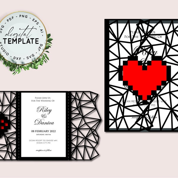 Pixel Wedding Invitations - Etsy