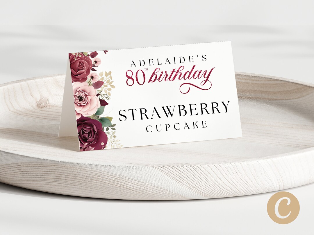 80th Birthday Food Label Canva Template for Mother Grandma, Pink ...