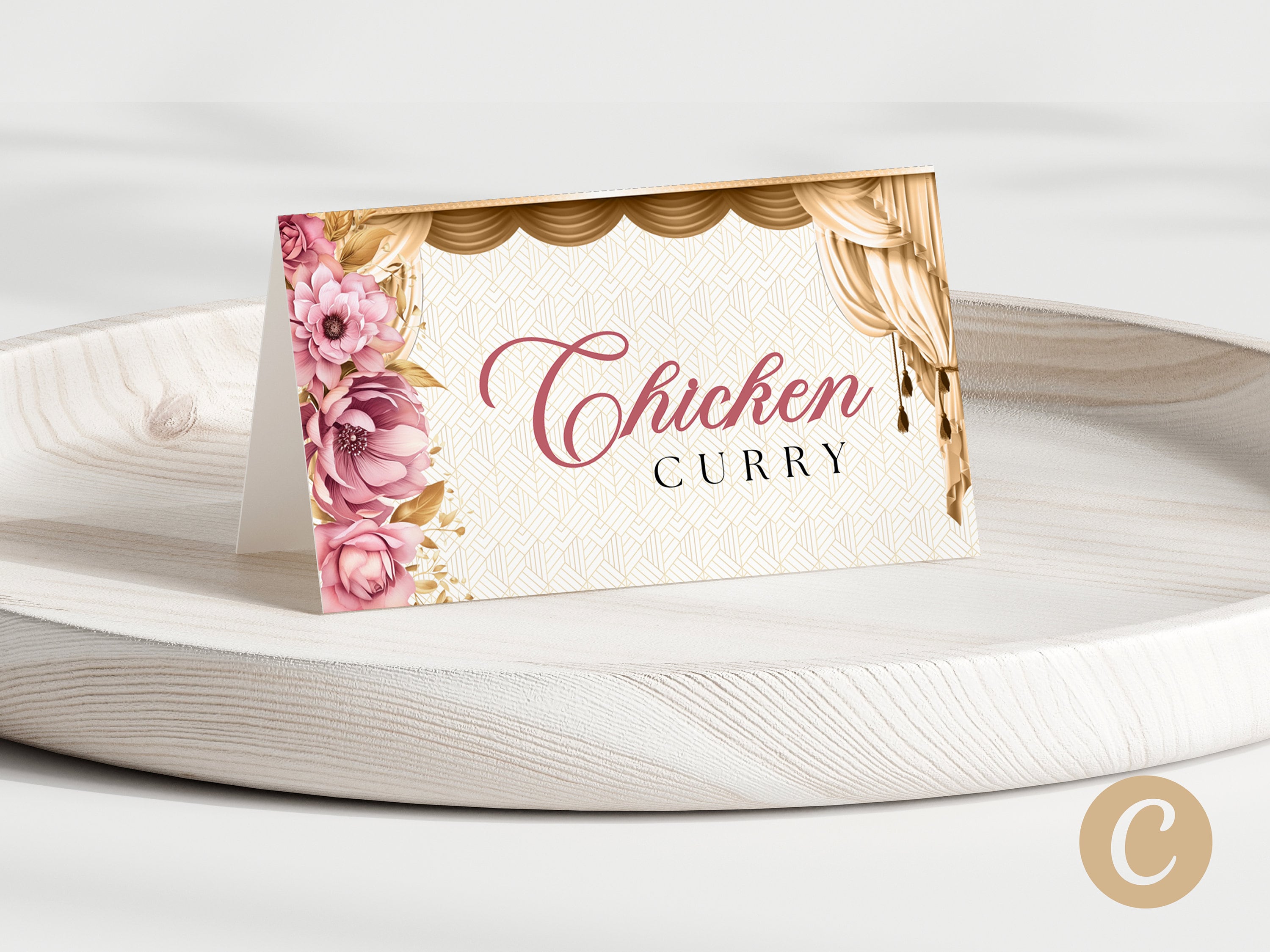 Mehndi Pink Gold Editable Food Label Canva Template for Indian Wedding ...