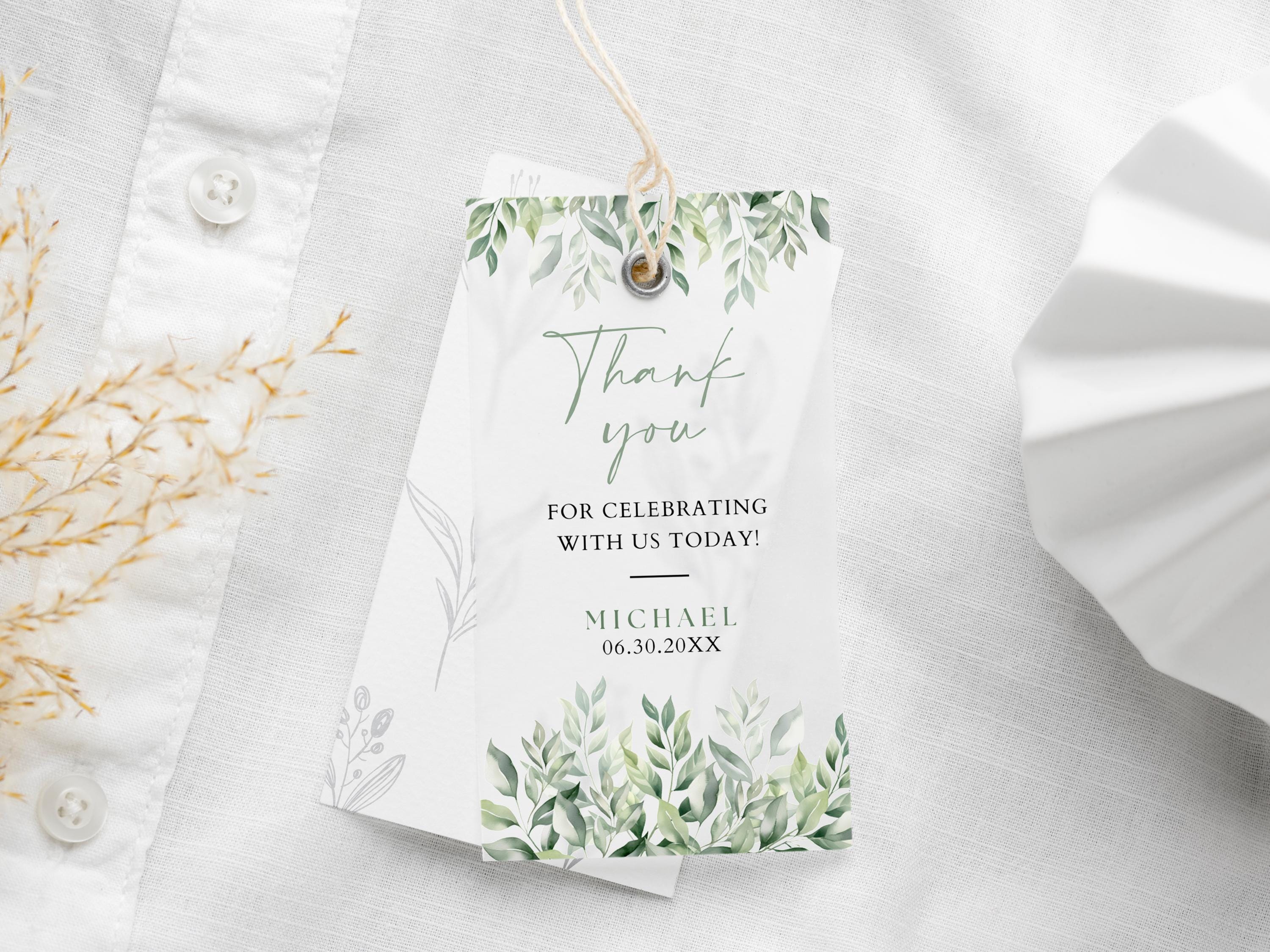LDS Baptism Thank You Tag for Boy Girl Canva Template, Greenery Latter ...