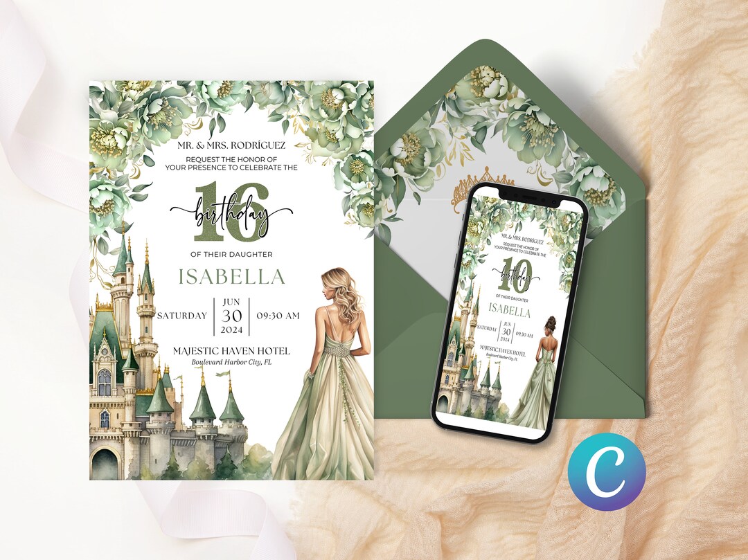 Magical Fairytale Theme Invitation, Princess Castle Birthday Template ...