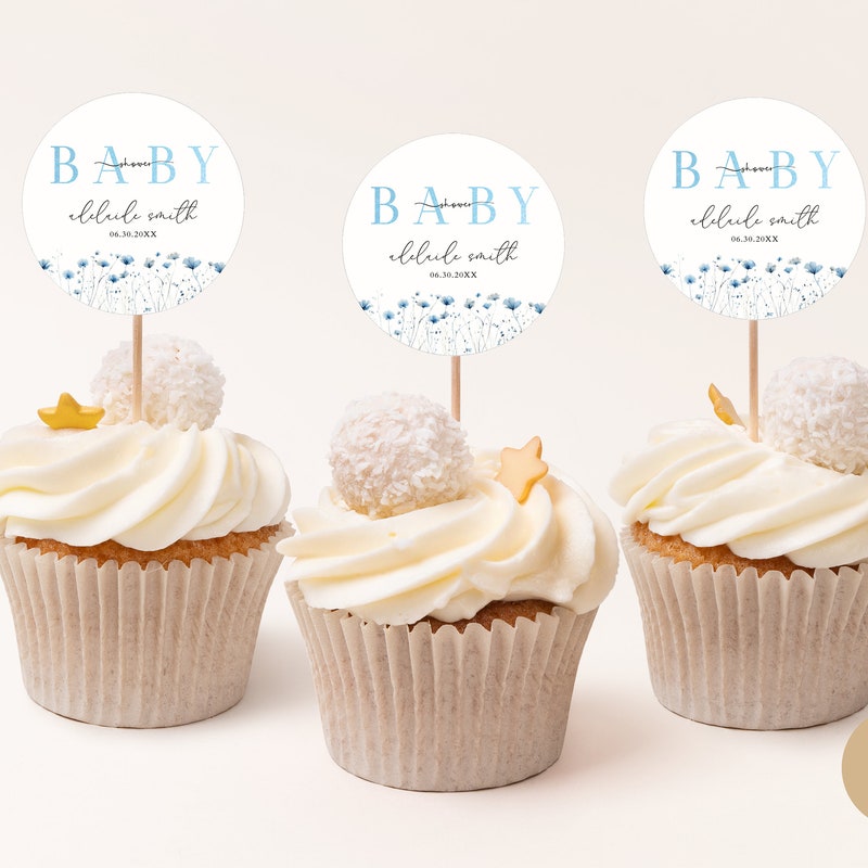 Blue Cupcake Toppers - Etsy