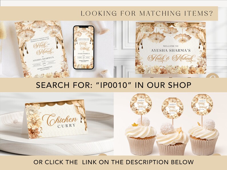 Mehndi Beige Gold Editable Food Label Canva Template for Indian Wedding ...