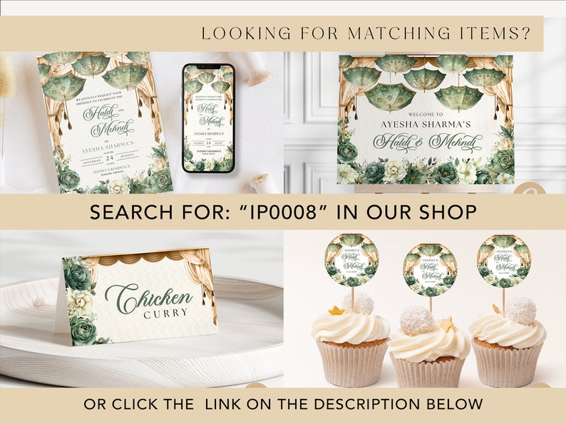 Mehndi Sage Green Gold Editable Food Label Canva Template for Indian ...