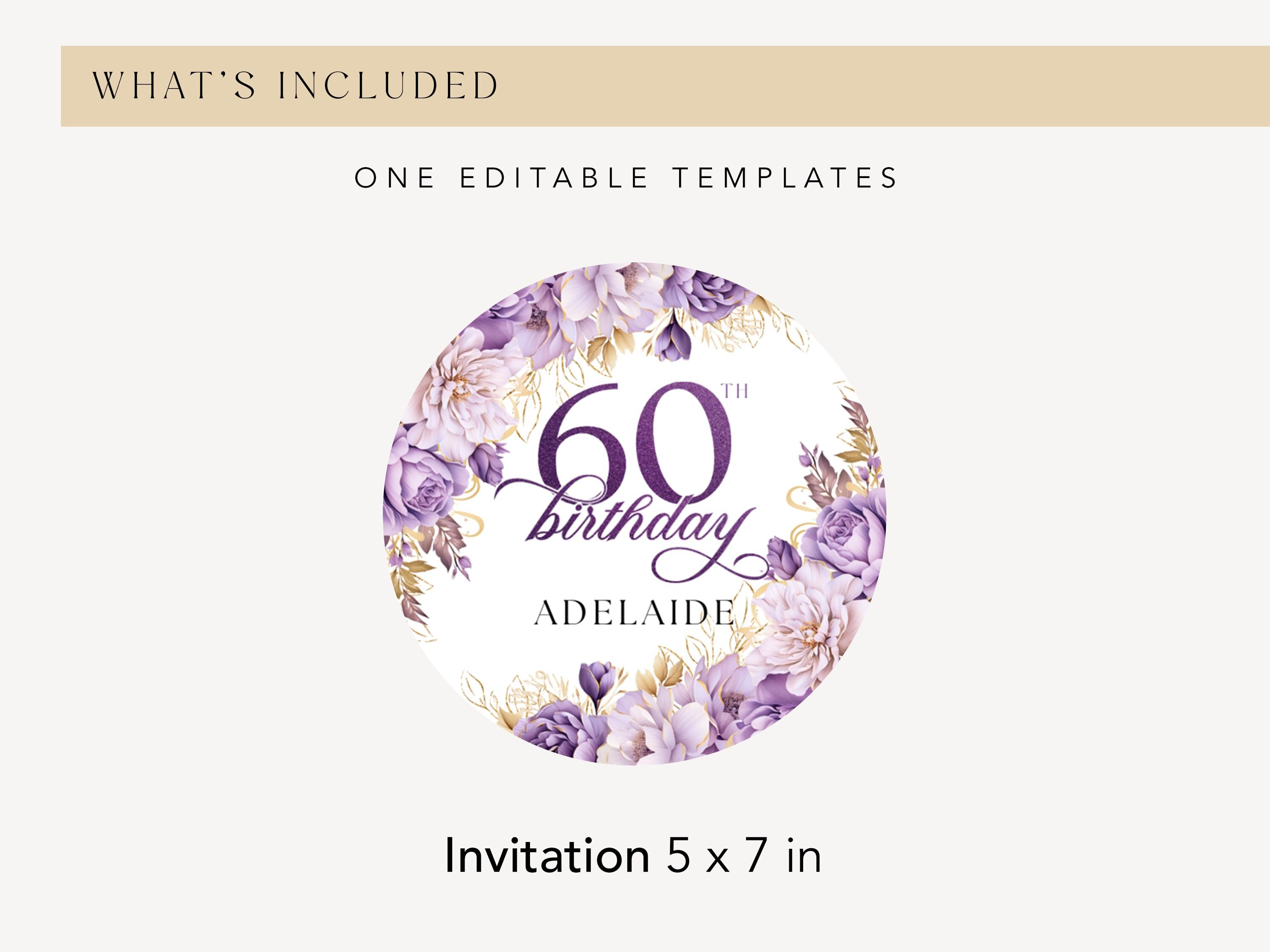 60th Birthday Cupcake Cake Topper Canva Template for Mother Grandma ...
