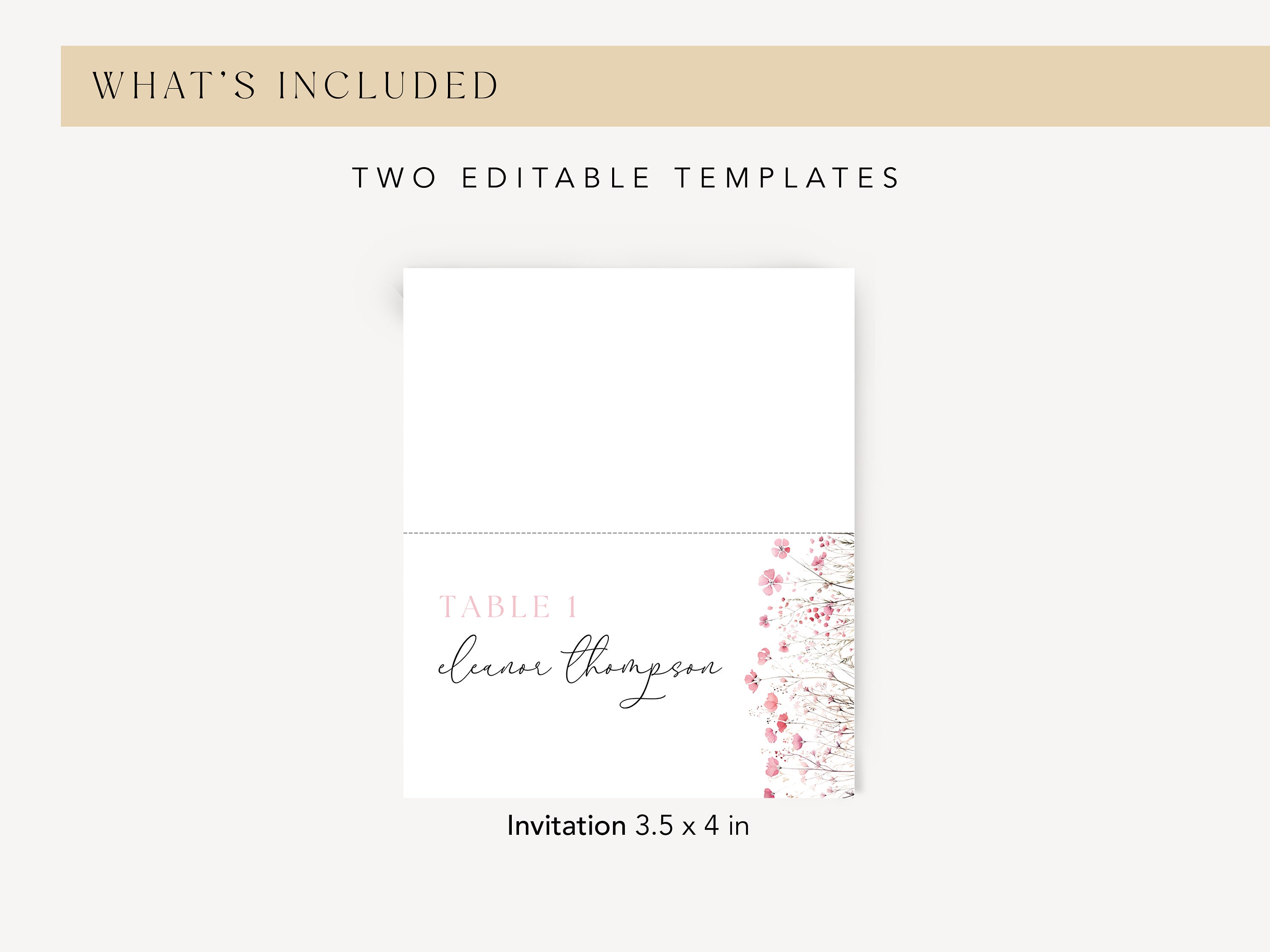 EDITABLE Minimalist Pink Place Cards Canva Template for Baby Shower ...