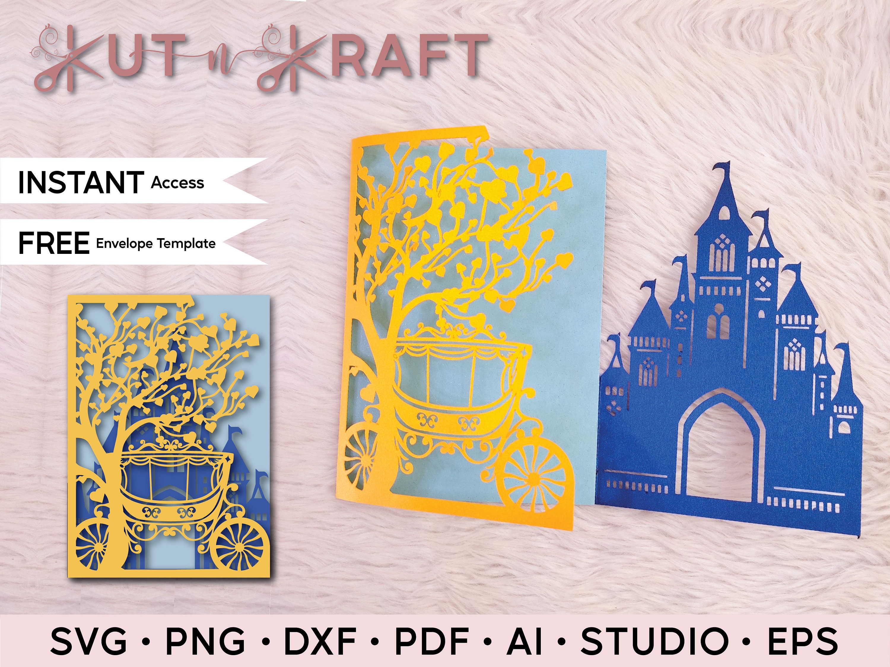 Fairy Tale Castle Carriage Princess Laser Cut Invitation Template Magic ...