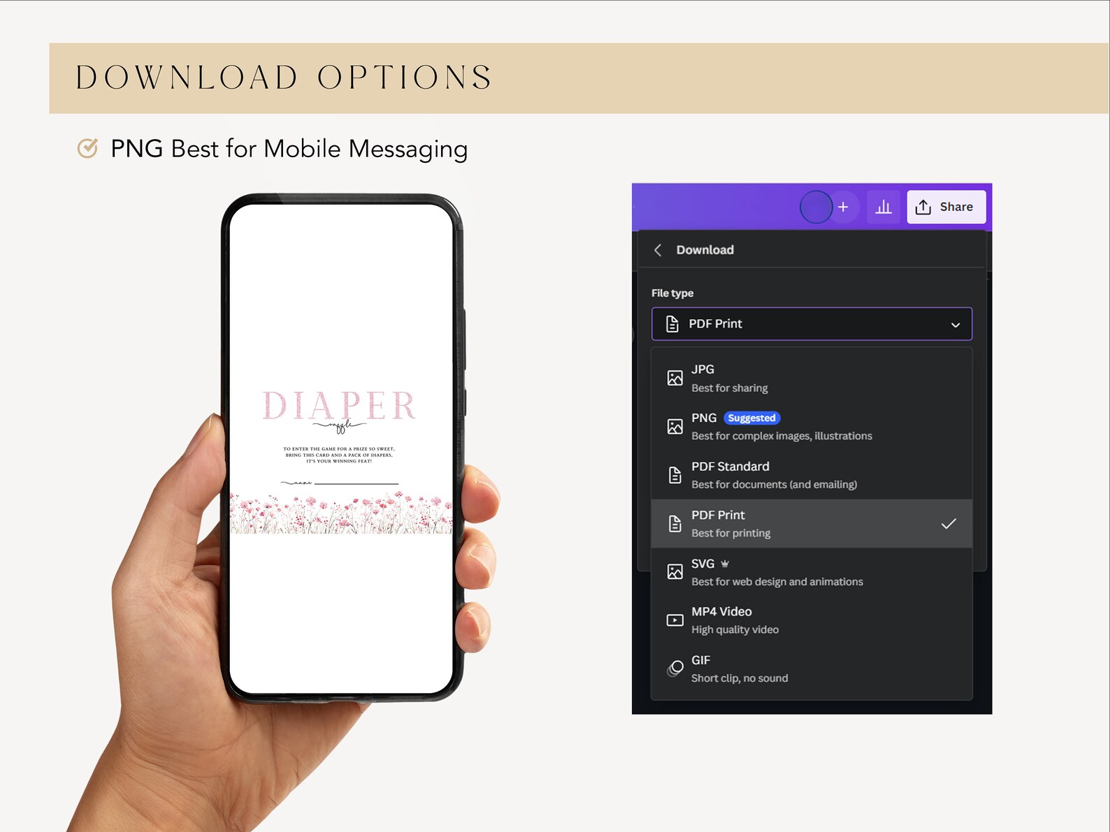 EDITABLE Pink Minimalist Diaper Raffle Game Card Canva Template for ...