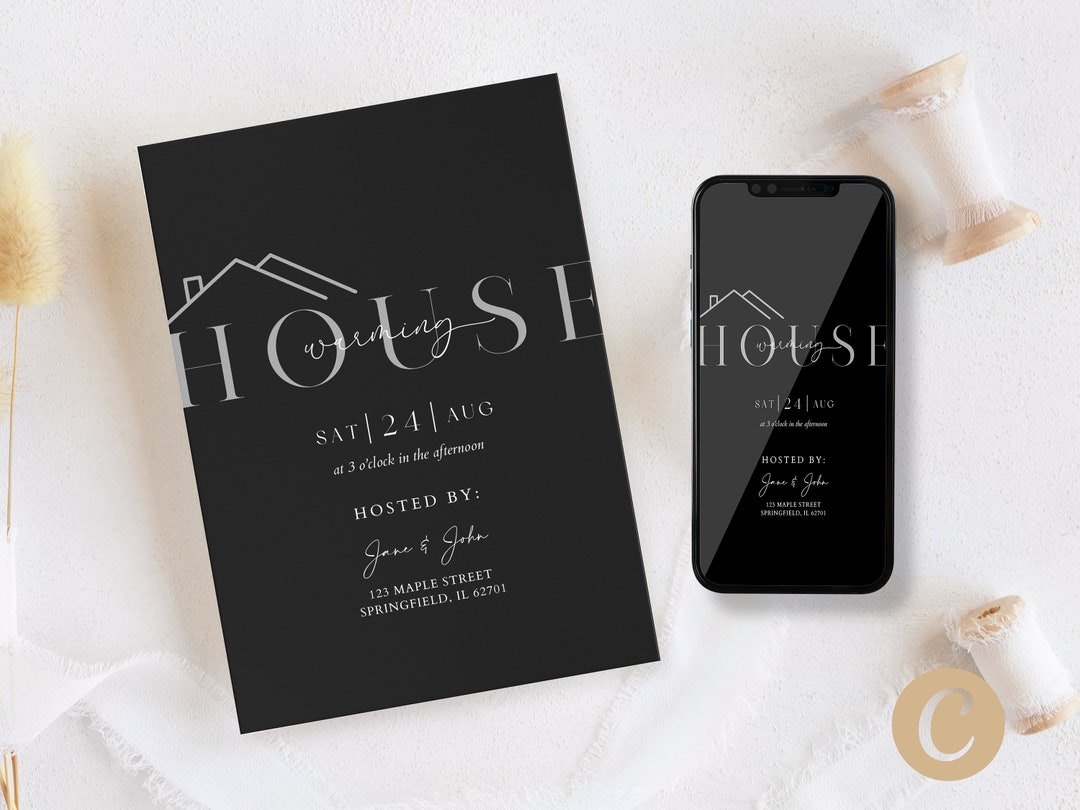 Editable Modern Minimalist Housewarming Invitation Canva Template, New ...
