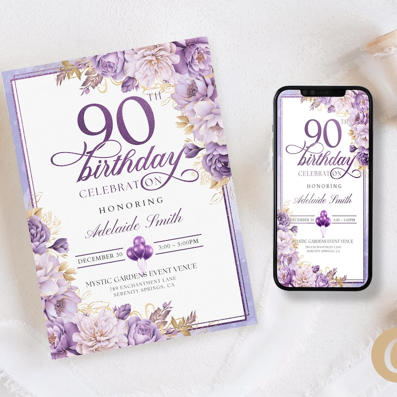 Purple Vintage Invitation - Etsy UK