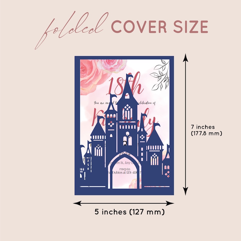 5X7 Fairy Tale Castle Carriage Princess Laser Cut Invitation Template ...