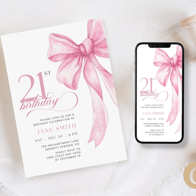 Pink Invitations 21st - Etsy