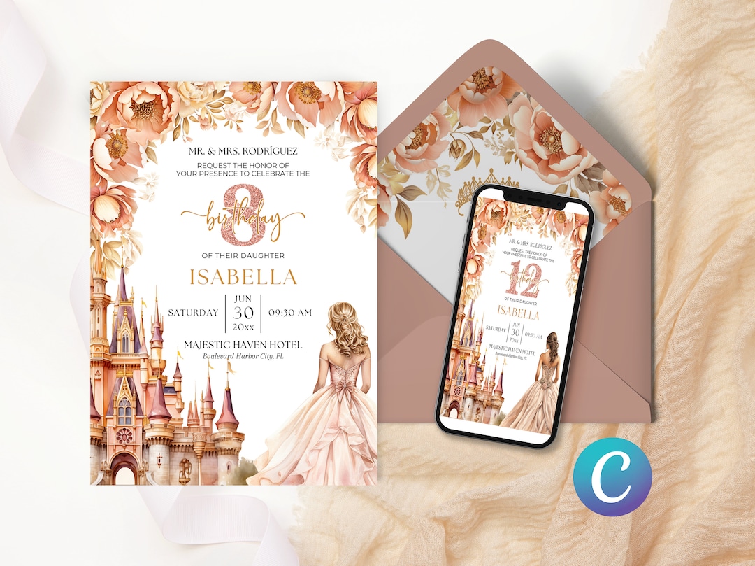 Magical Fairytale Theme Invitation, Princess Castle Birthday Template ...