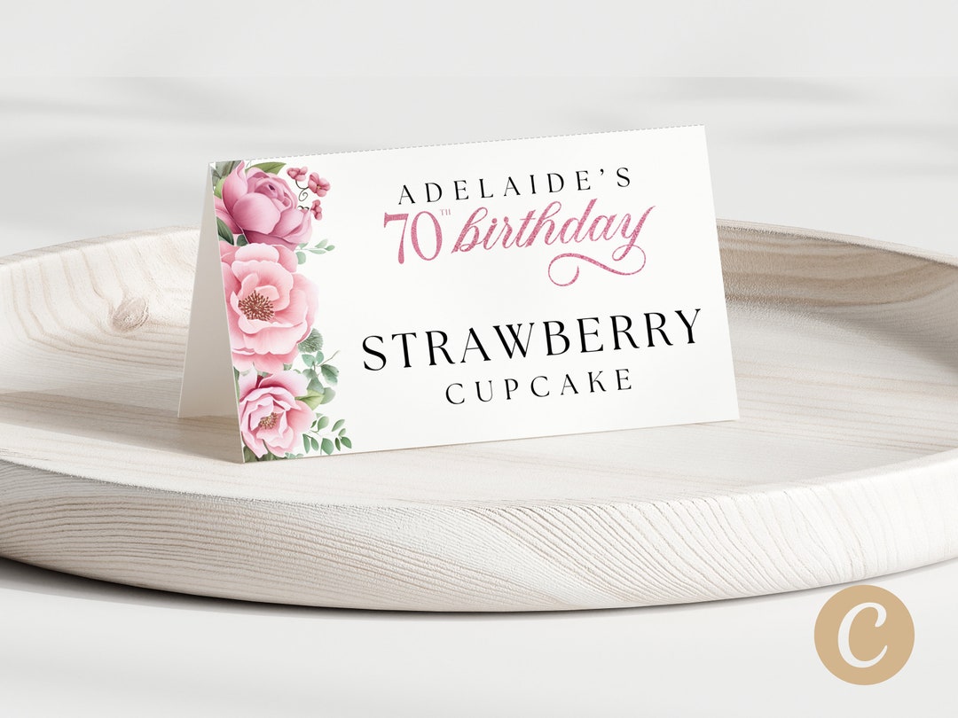 70th Birthday Food Label Canva Template for Mother Grandma, Pastel ...
