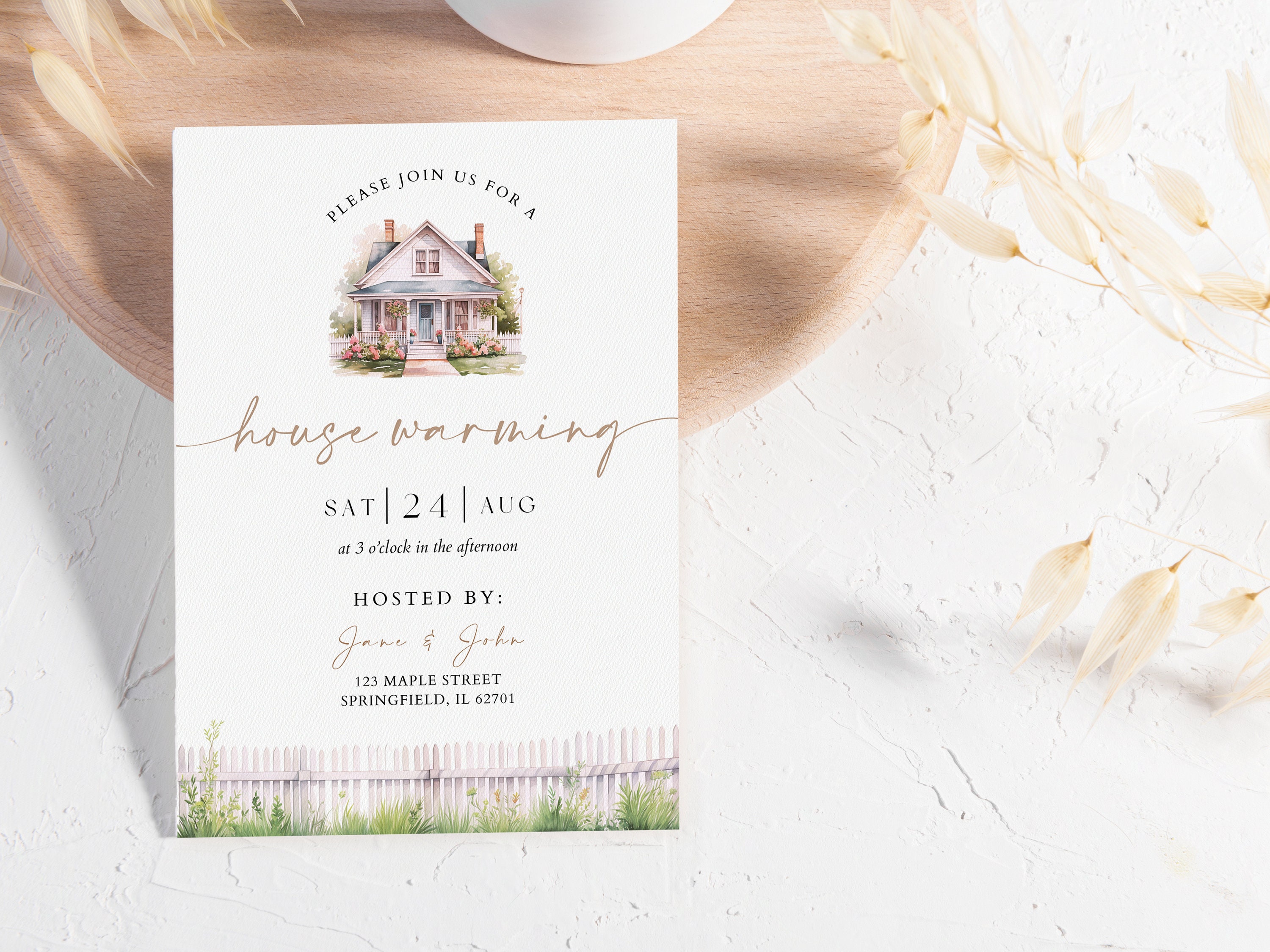 Editable Housewarming Invitation Canva Template, Minimalist New Home ...