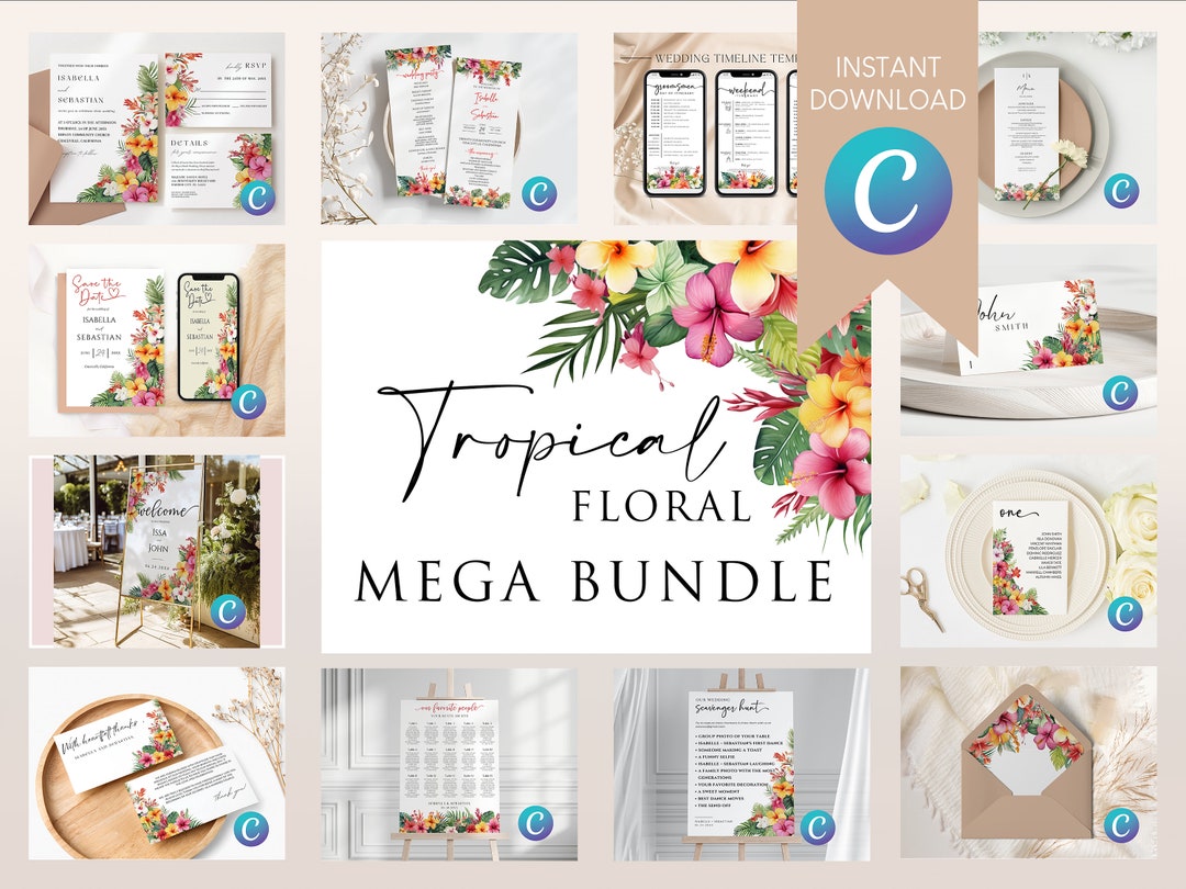 Destination Wedding MEGA BUNDLE Template, Digital Wedding Invitation ...