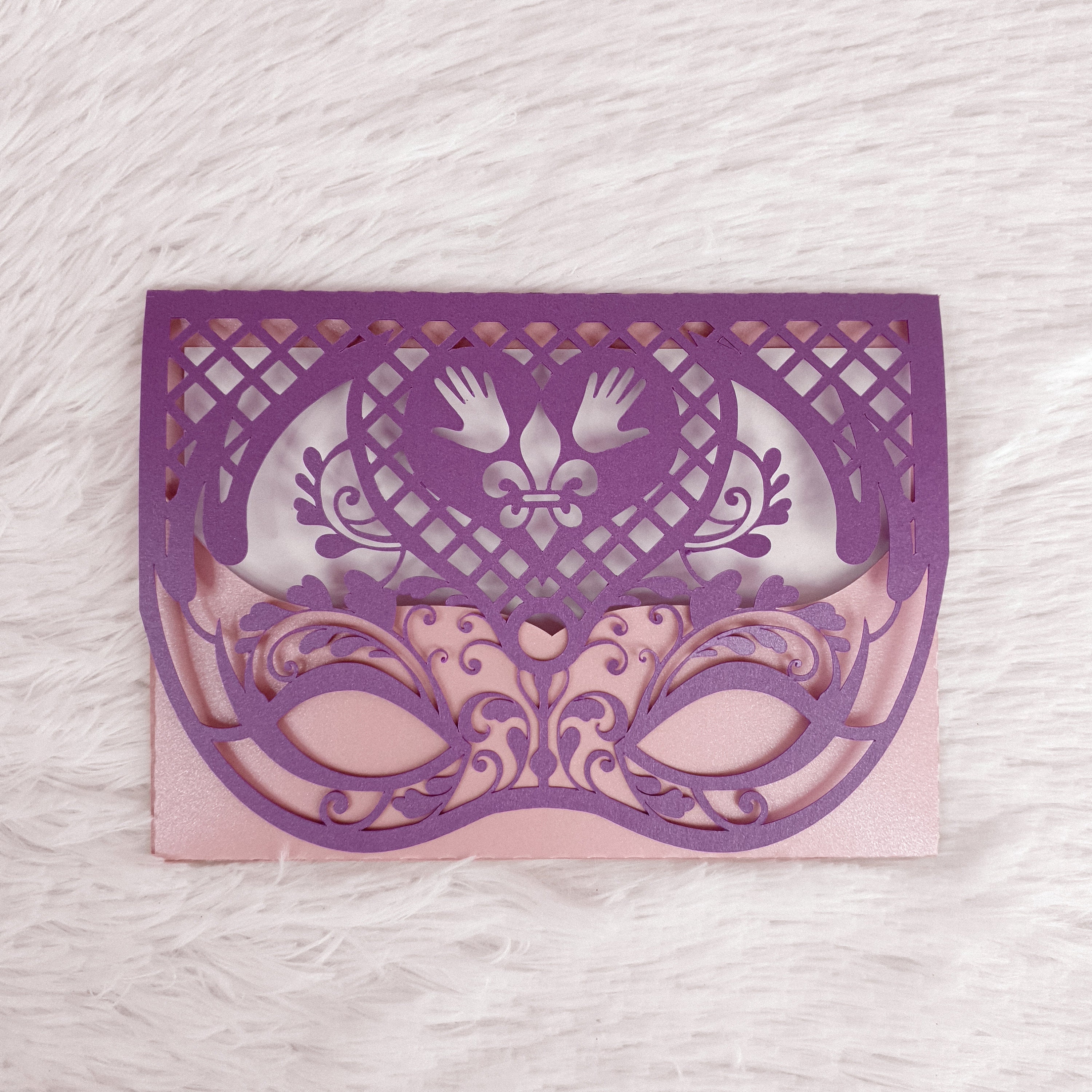 Mardi Grass Masquerade Mask Laser Cut Template Envelope Invitation ...