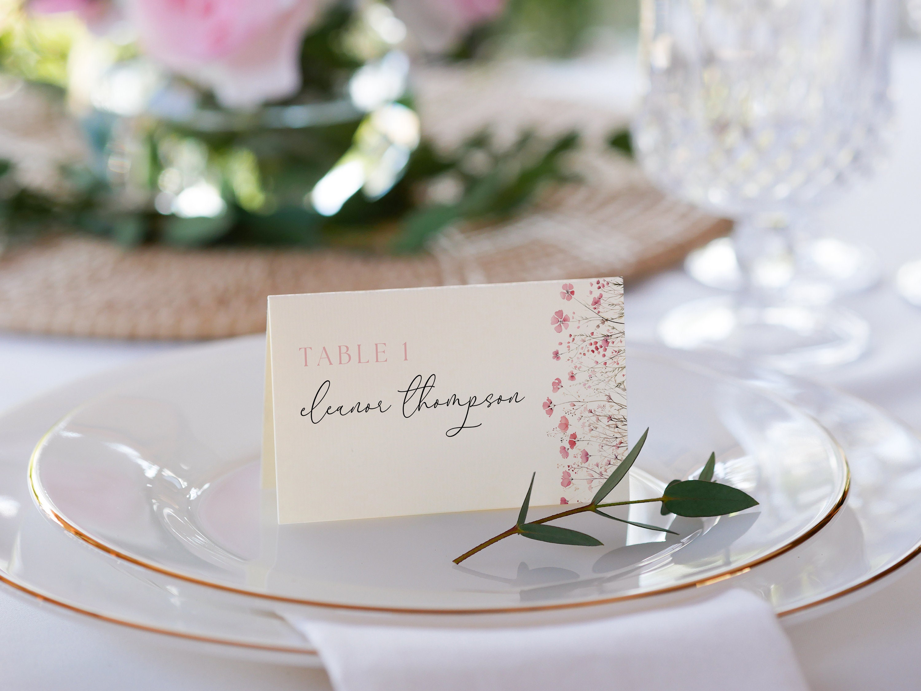 EDITABLE Minimalist Pink Place Cards Canva Template for Baby Shower ...