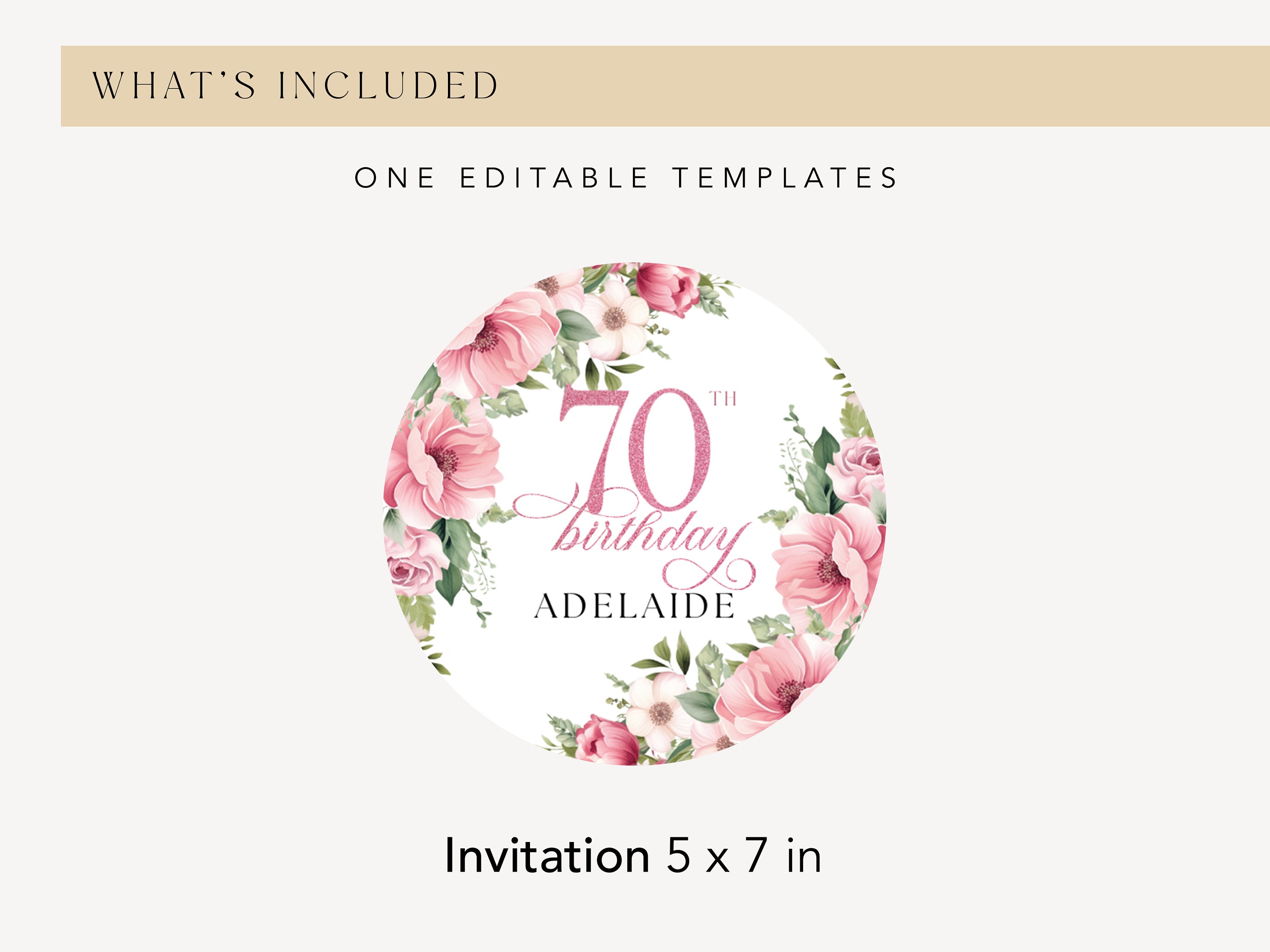 70th Birthday Cupcake Cake Topper Canva Template for Mother Grandma ...