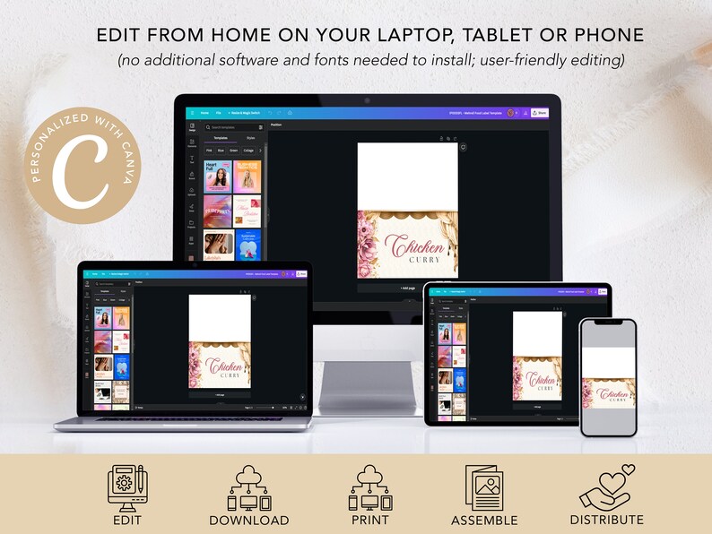 Mehndi Pink Gold Editable Food Label Canva Template for Indian Wedding ...