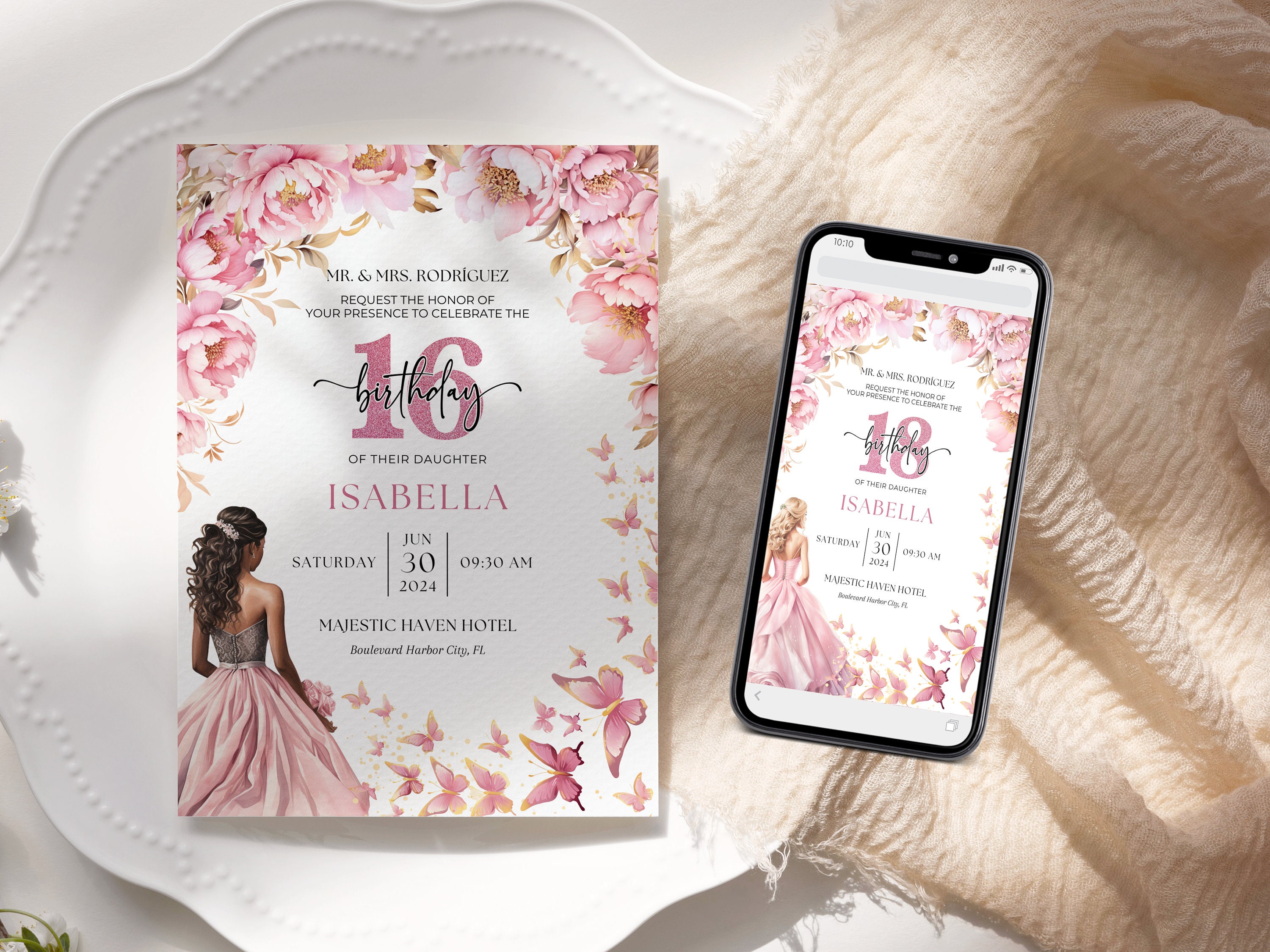 Magical Garden Floral Theme Invitation, Princess Butterfly Birthday ...