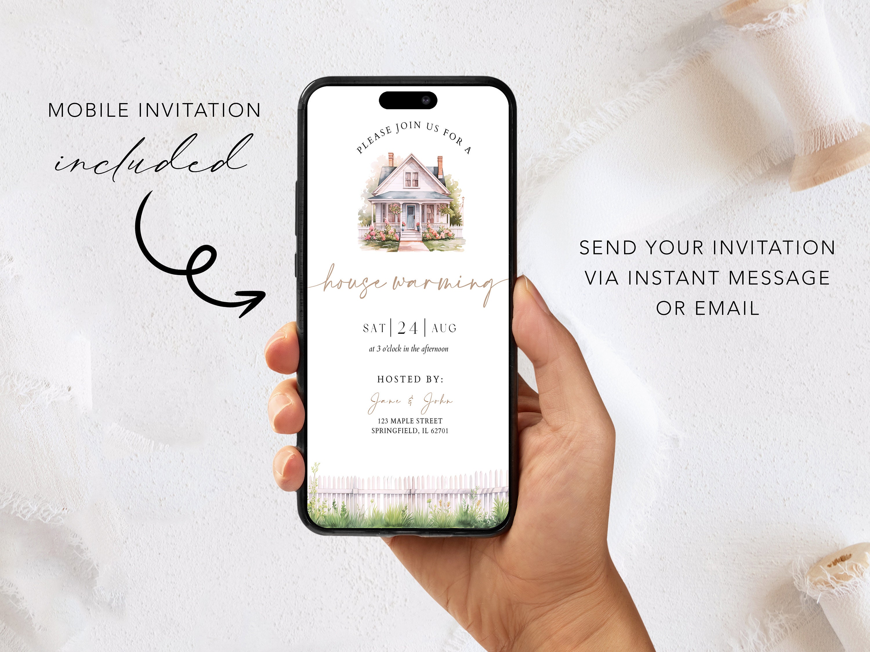 Editable Housewarming Invitation Canva Template, Minimalist New Home ...