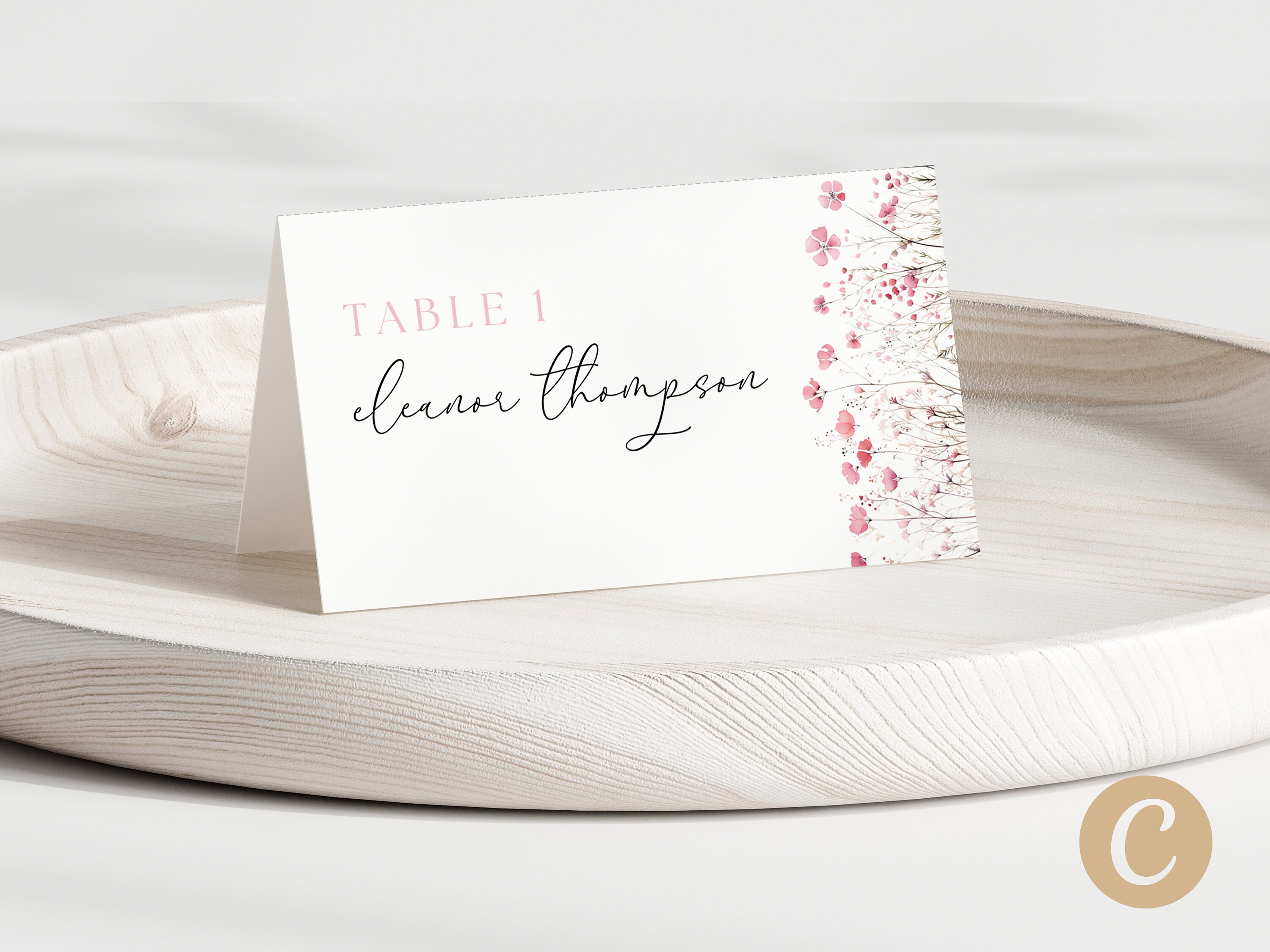 EDITABLE Minimalist Pink Place Cards Canva Template for Baby Shower ...