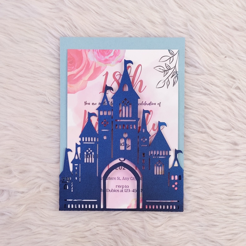 5X7 Fairy Tale Castle Carriage Princess Laser Cut Invitation Template ...