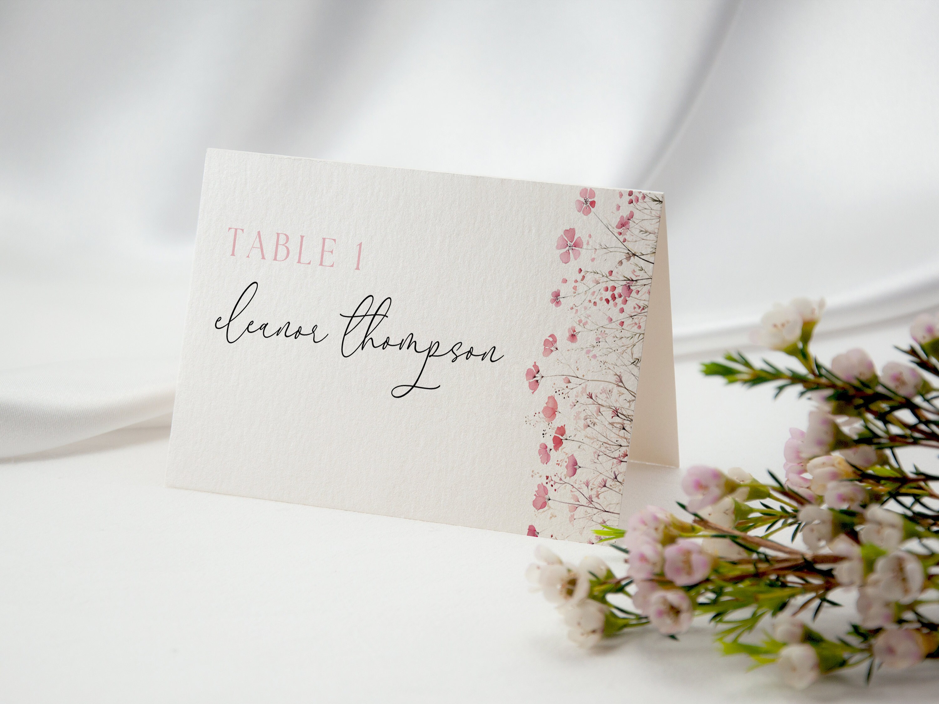 EDITABLE Minimalist Pink Place Cards Canva Template for Baby Shower ...