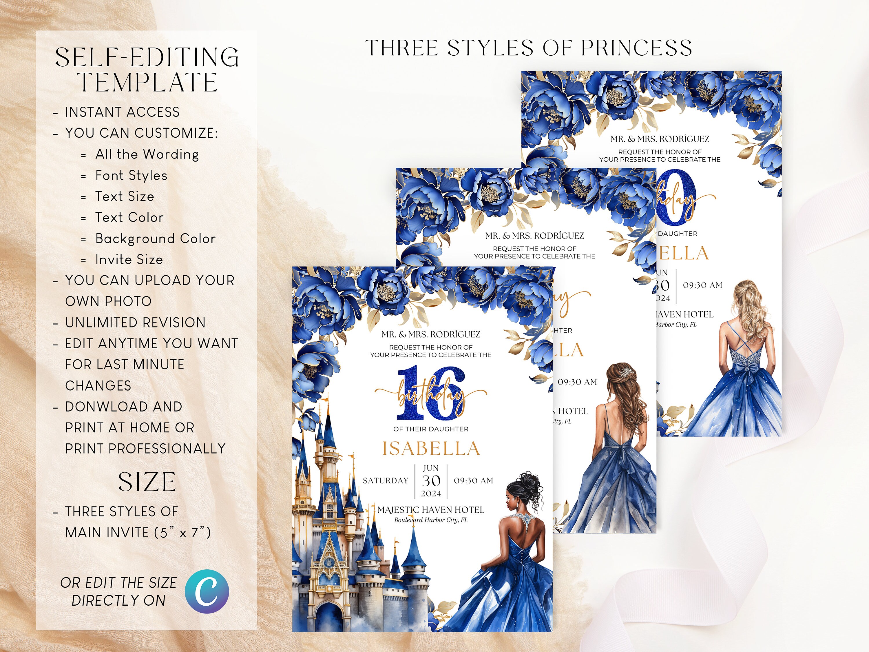 Magical Fairytale Theme Invitation, Princess Castle Birthday Template ...