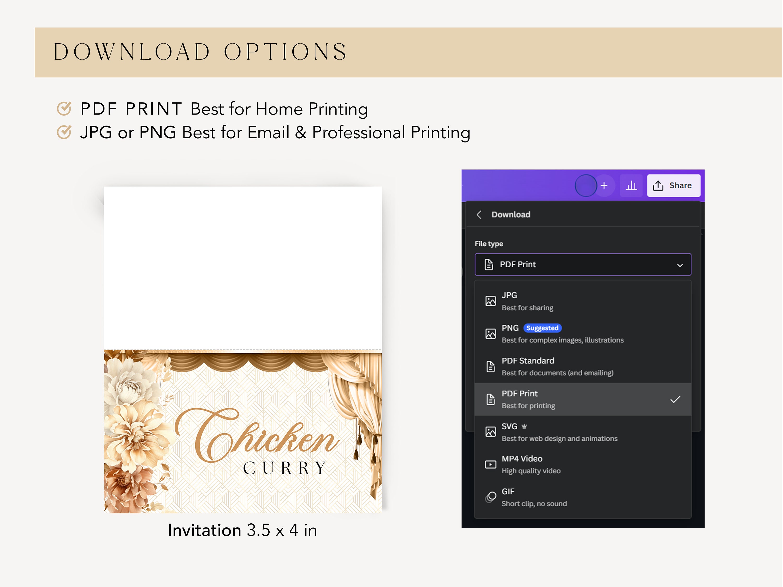 Mehndi Beige Gold Editable Food Label Canva Template for Indian Wedding ...
