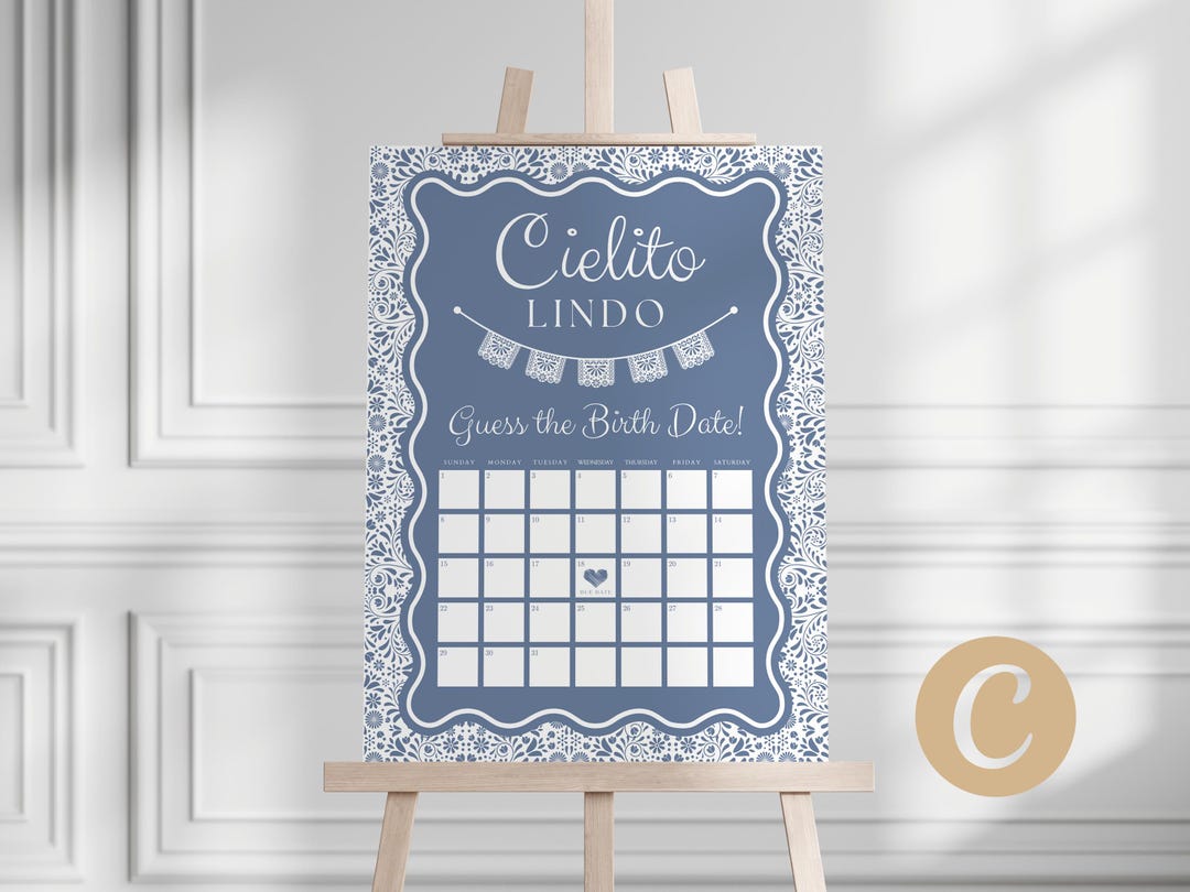 Blue Cielito Lindo Baby Shower Due Date Calendar Game, Mi Cielito Lindo ...