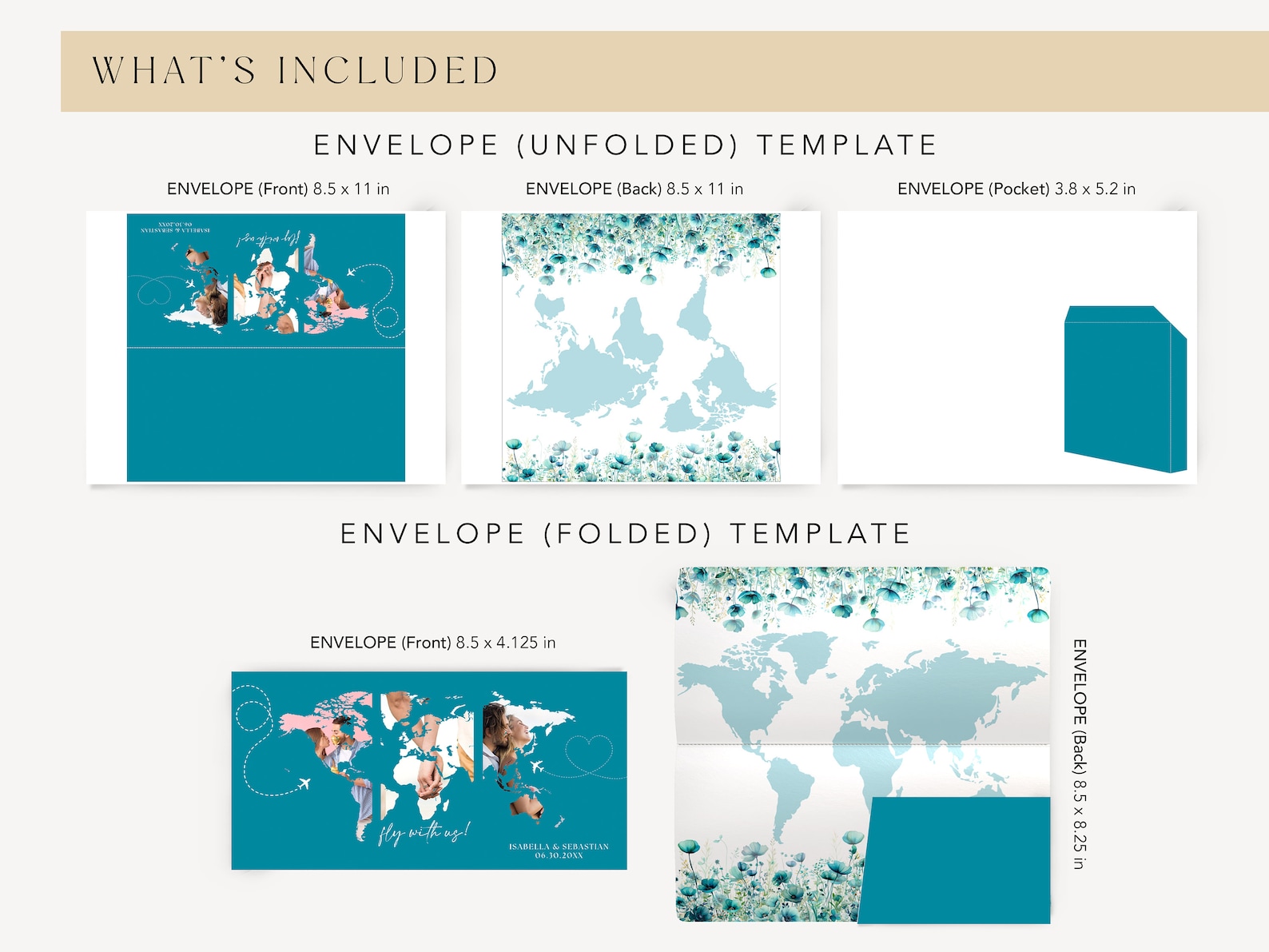 Teal Green Passport Invitation Canva Template W/ Boarding Pass & Save ...