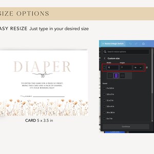 EDITABLE Beige Minimalist Diaper Raffle Game Card Canva Template for ...