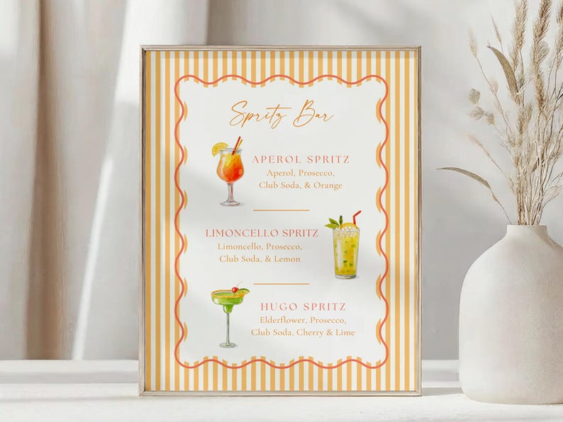 Aperol Spritz Print, Printable Aperol Spritz Bar Sign, Signature Drink ...