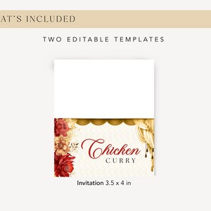 Mehndi Red Gold Editable Food Label Canva Template for Indian Wedding ...