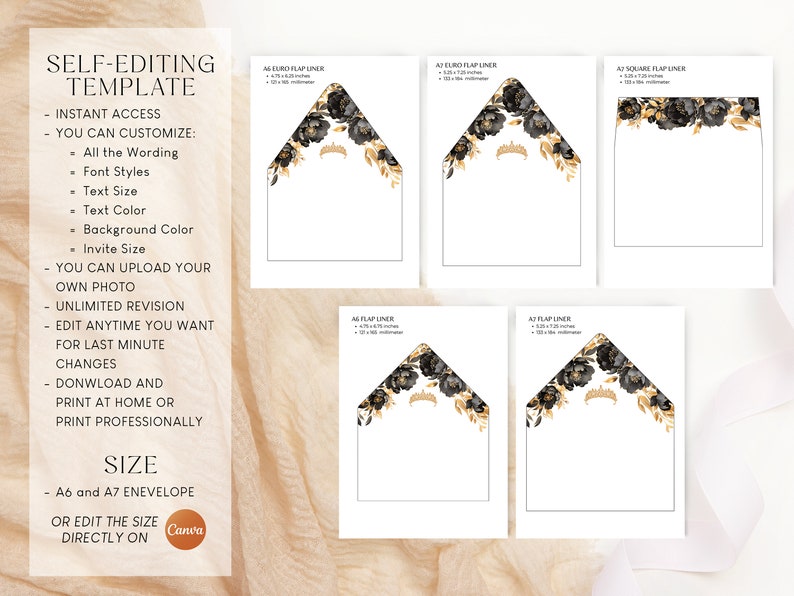 EDITABLE Fairytale Elegant Black Castle Birthday Invitation Template ...