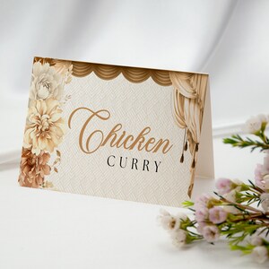 Mehndi Beige Gold Editable Food Label Canva Template for Indian Wedding ...