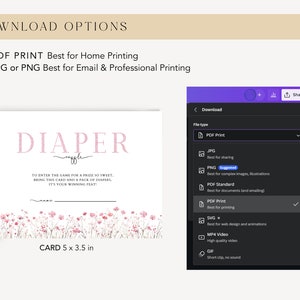 EDITABLE Pink Minimalist Diaper Raffle Game Card Canva Template for ...
