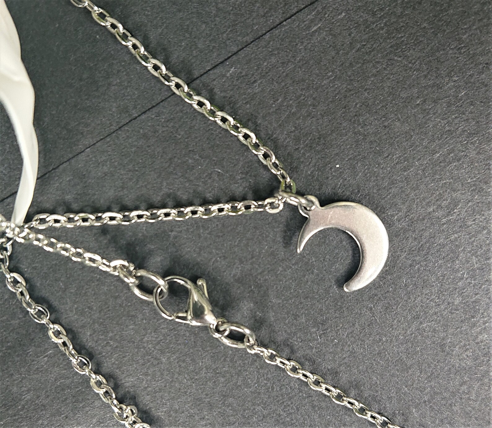 Stainless Steel Crescent Moon Chain Moon Necklace Small Moon | Etsy